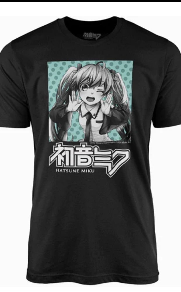 Hatsune Miku Winking Black T-Shirt - Gem